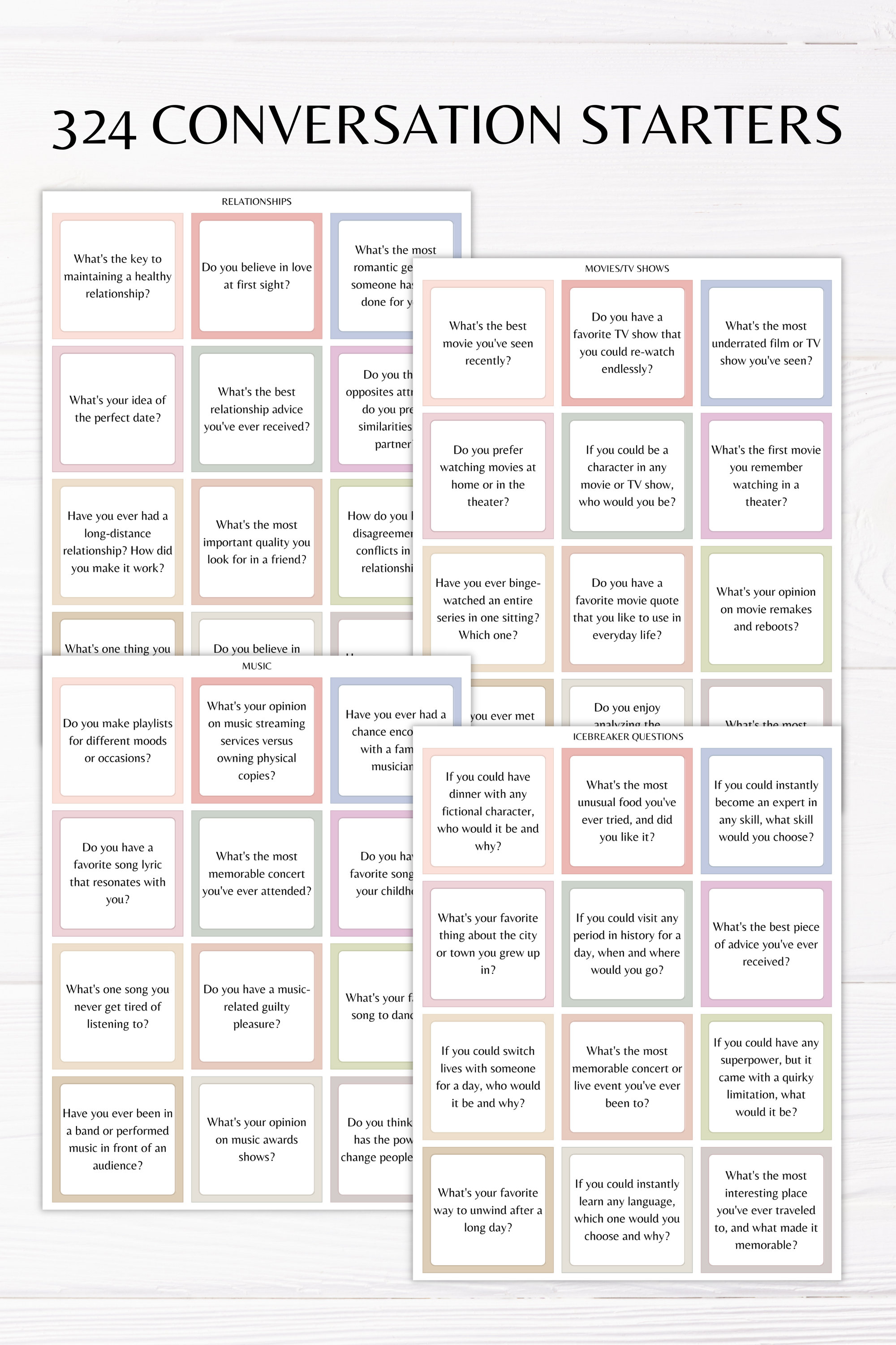 Conversation Starter Cards Perfect for Family Gatherings, Get-to-know ...