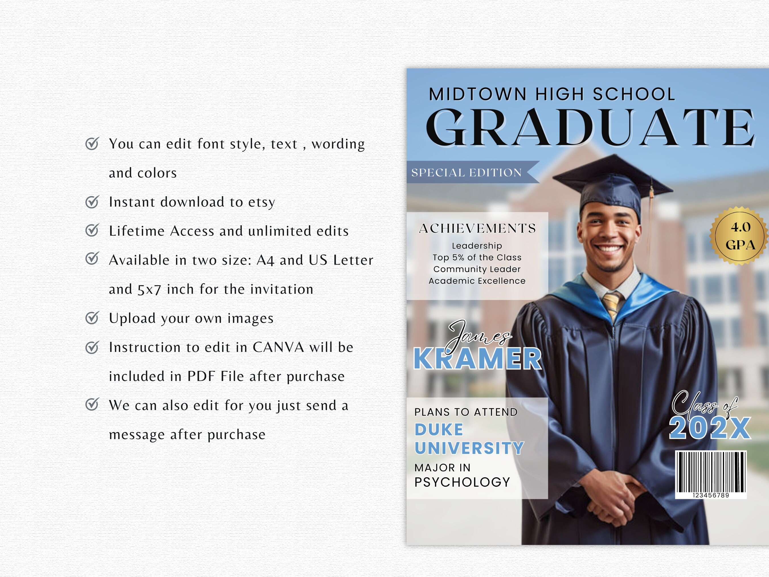 Graduation Magazine Cover Template Graduation Magazine Graduation ...