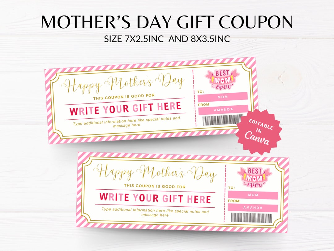 Mothers Day Gift Coupon Template | Printable Mothers Day Gift Coupon ...