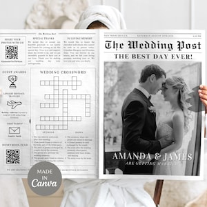 Newspaper Wedding Program Template | Editable Wedding Newspaper Program ...