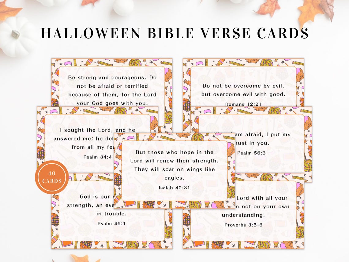 Printable Halloween Bible Verse Cards | Christian Halloween Bible Verse ...
