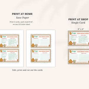 Christmas Cookie Recipe Card, Printable Recipe Template, Holiday Cookie ...