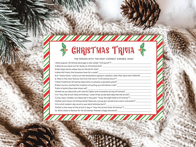 Christmas Trivia Game, Printable Christmas Trivia, Christmas Party ...