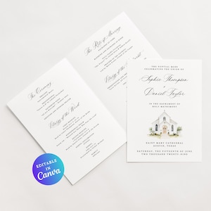 Catholic Wedding Program Template , Folded Catholic Mass Wedding Ceremony Program, Church ...