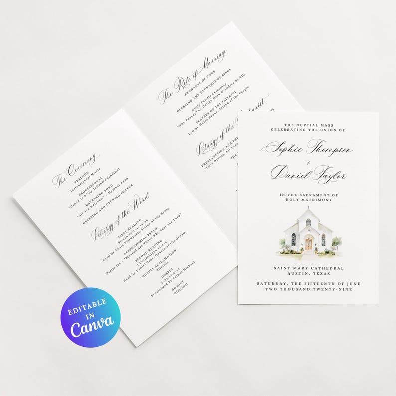 Catholic Wedding Program Template , Folded Catholic Mass Wedding ...