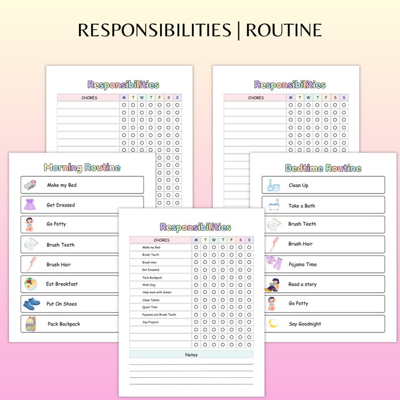 Editable Kids Chore Charts Chore Chart Kids Routine Chart Kid's Chore ...