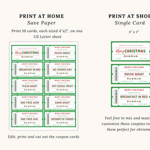 Printable Christmas Coupon Cards, Editable Christmas Coupons, Holiday ...