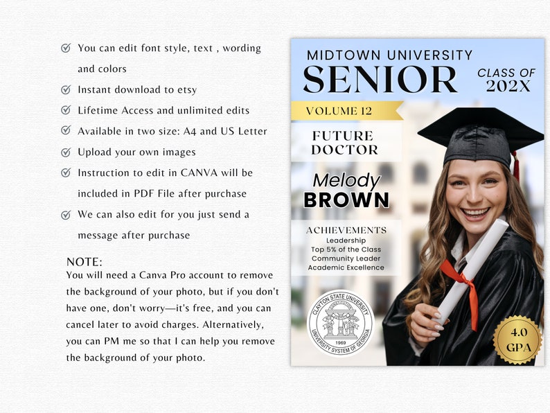 Graduation Magazine Template Graduation Template High School and Senior ...