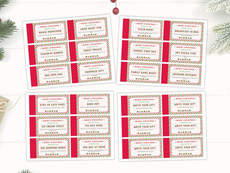 Printable Christmas Coupon Book, Stocking Stuffer for Kids & Adults ...