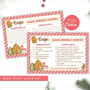 Christmas Cookie Exchange Recipe Card, Christmas Cookie Recipe Card ...