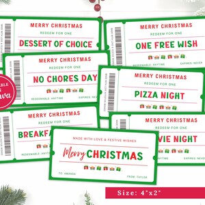 Printable Christmas Coupon Cards, Editable Christmas Coupons, Holiday ...