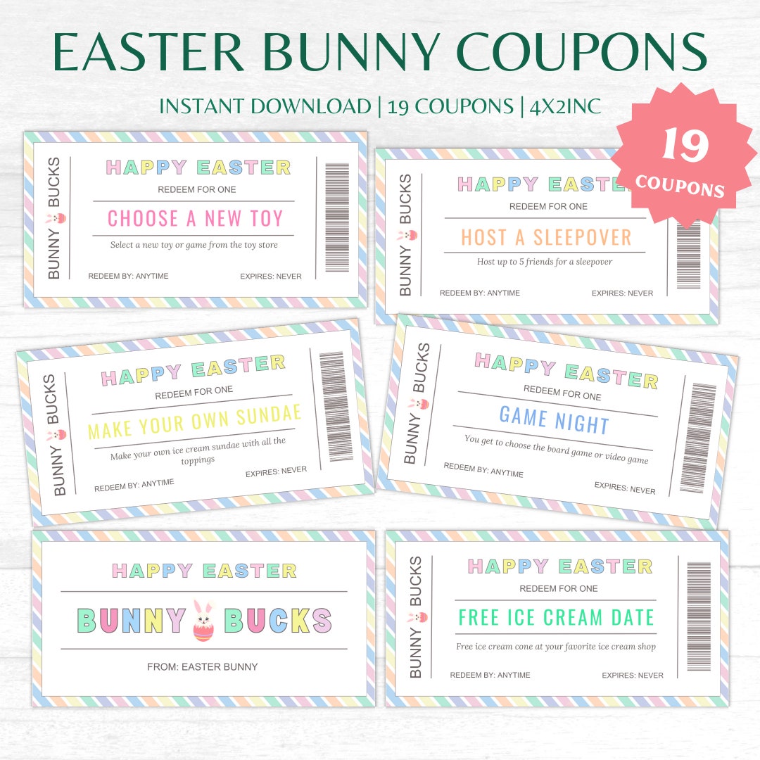 Easter Coupons | Easter Egg Coupons for Kids | Easter Bunny Coupons ...