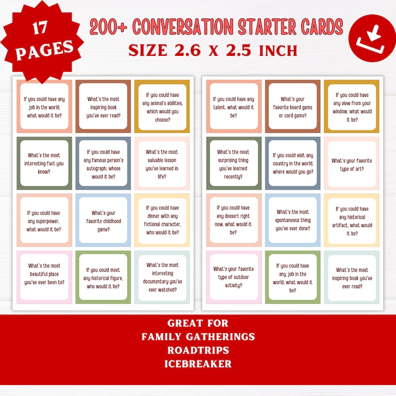 Conversation Card Conversation Starters Conversation Starter Cards ...