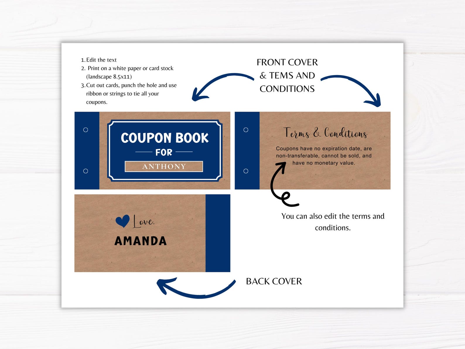 Printable Coupon Book | Customizable Love Coupons | Personalized Gift ...