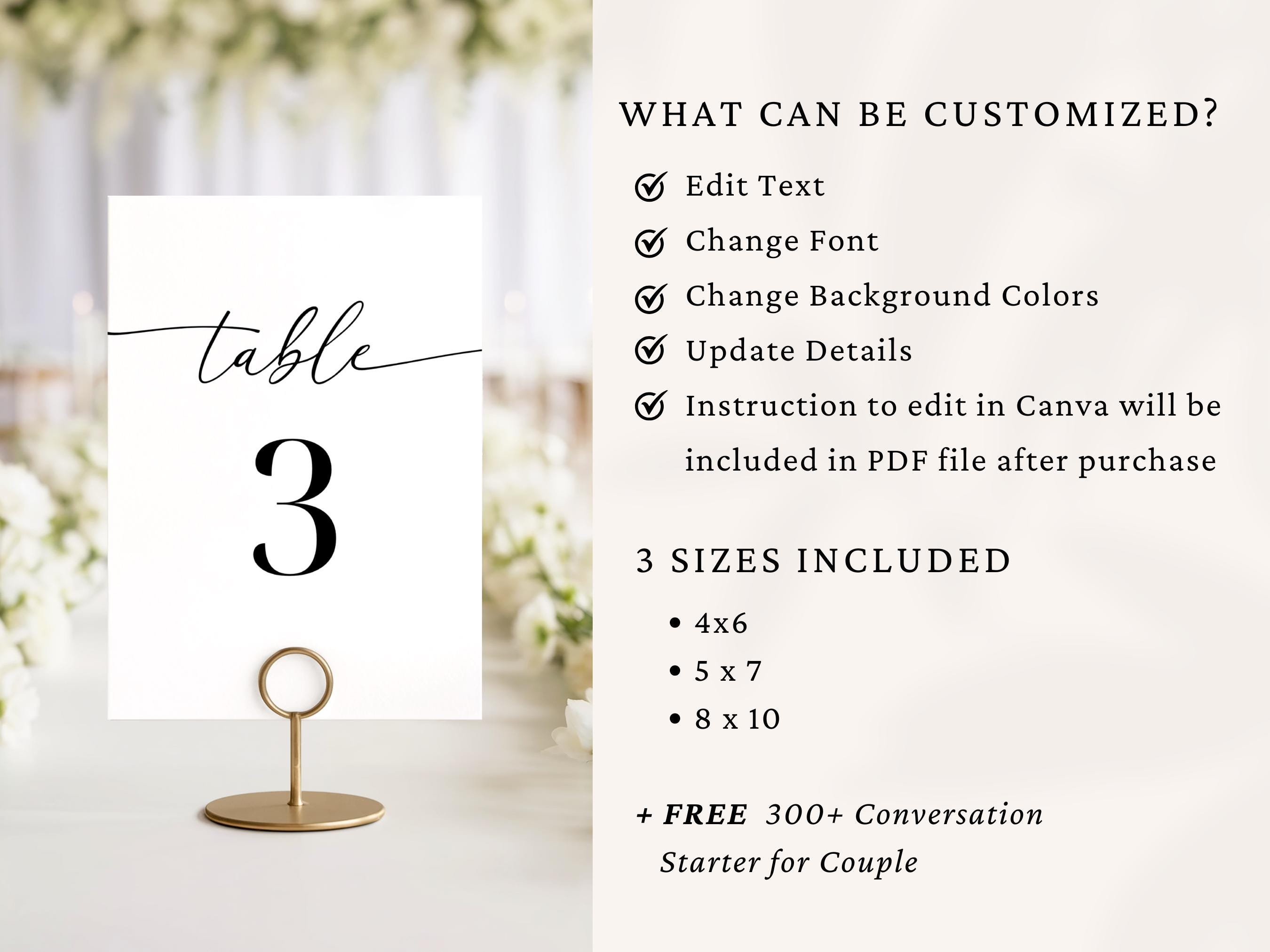 Minimalist Wedding Seating Chart & Table Numbers: Editable Canva ...