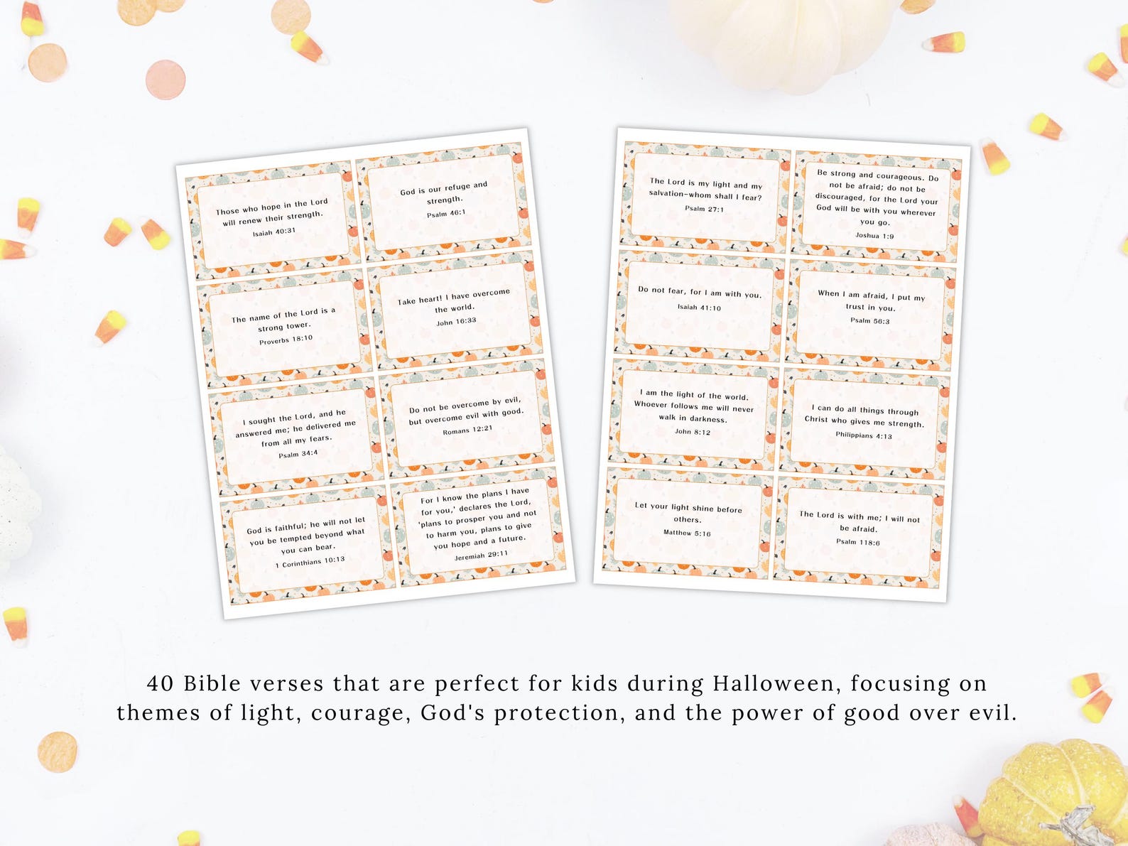 Printable Halloween Bible Verse Cards | Christian Halloween Bible Verse ...