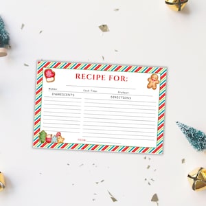 Editable Christmas Cookie Recipe Card, Christmas Cookie Exchange Recipe ...