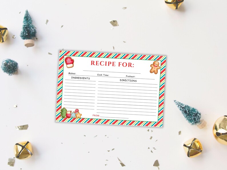 Editable Christmas Cookie Recipe Card, Christmas Cookie Exchange Recipe ...