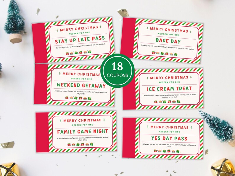 Printable Christmas Coupon Book, Stocking Stuffer for Kids & Adults ...