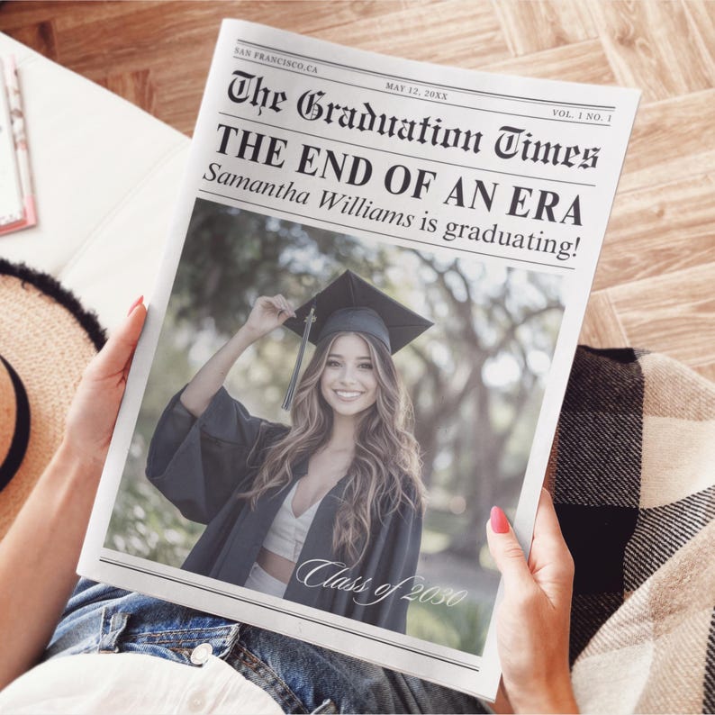 Graduation Newspaper Template, Editable Large Newspaper Graduation ...