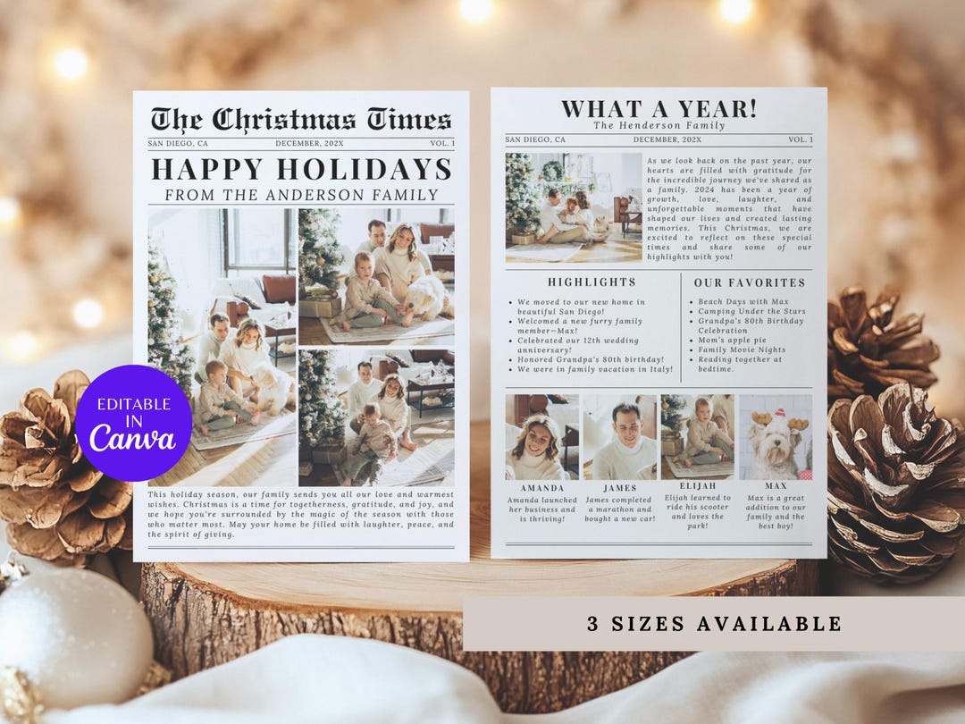 Year in Review Christmas Card Template, Christmas Newsletter Template ...