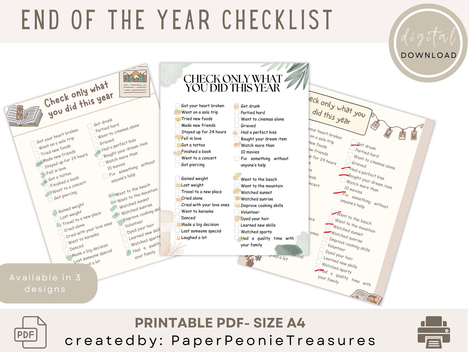 Year End Checklist Funny Checklist Printable Checklist for Young Adults ...
