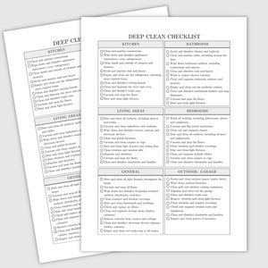 Deep Clean Checklist Printable | Minimalist Deep Clean Checklist ...