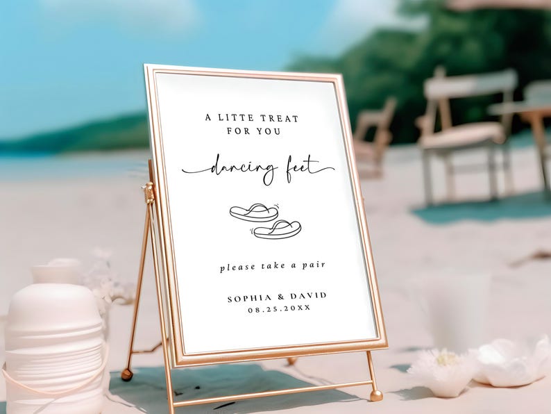 Dancing Feet Sign Template, Minimalist Wedding Flip Flop Sign Printable ...