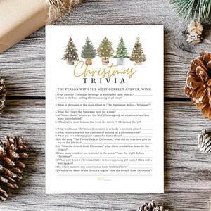 Christmas Trivia Game, Printable Christmas Trivia, Holiday Party Game ...