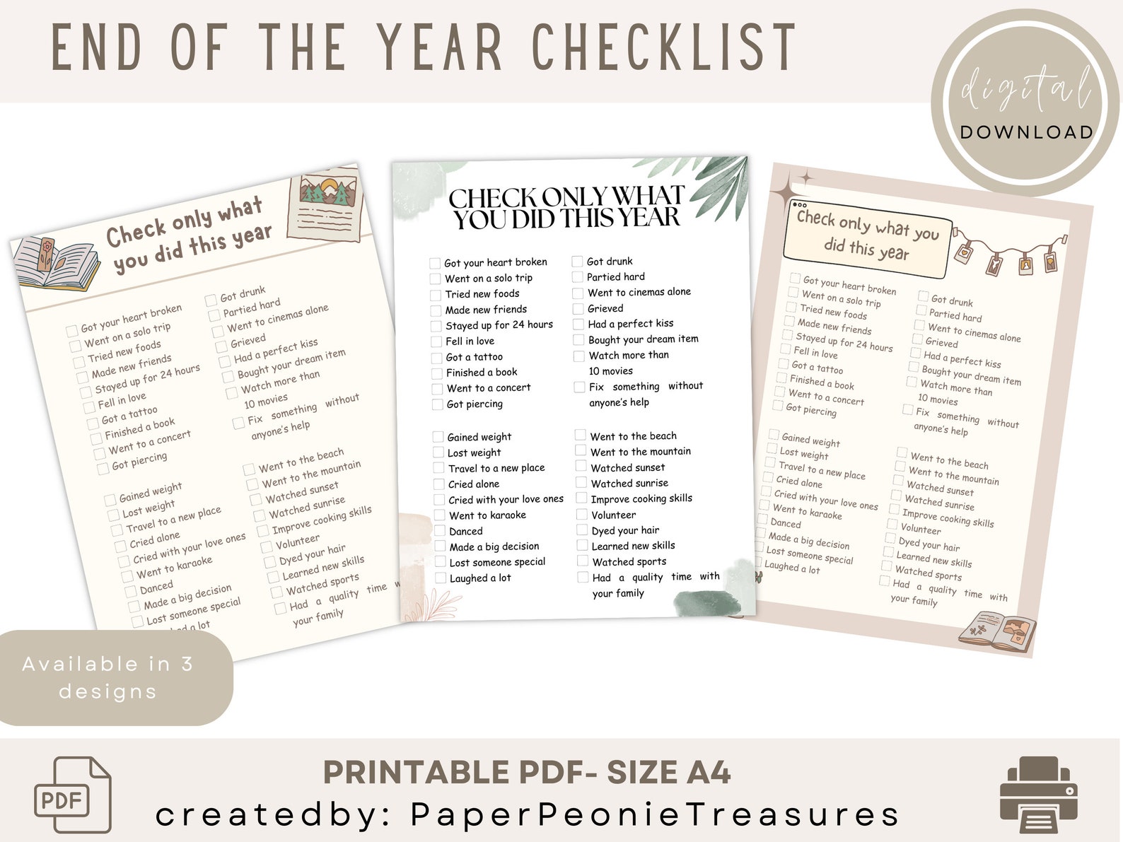 Year End Checklist Funny Checklist Printable Checklist for Young Adults ...