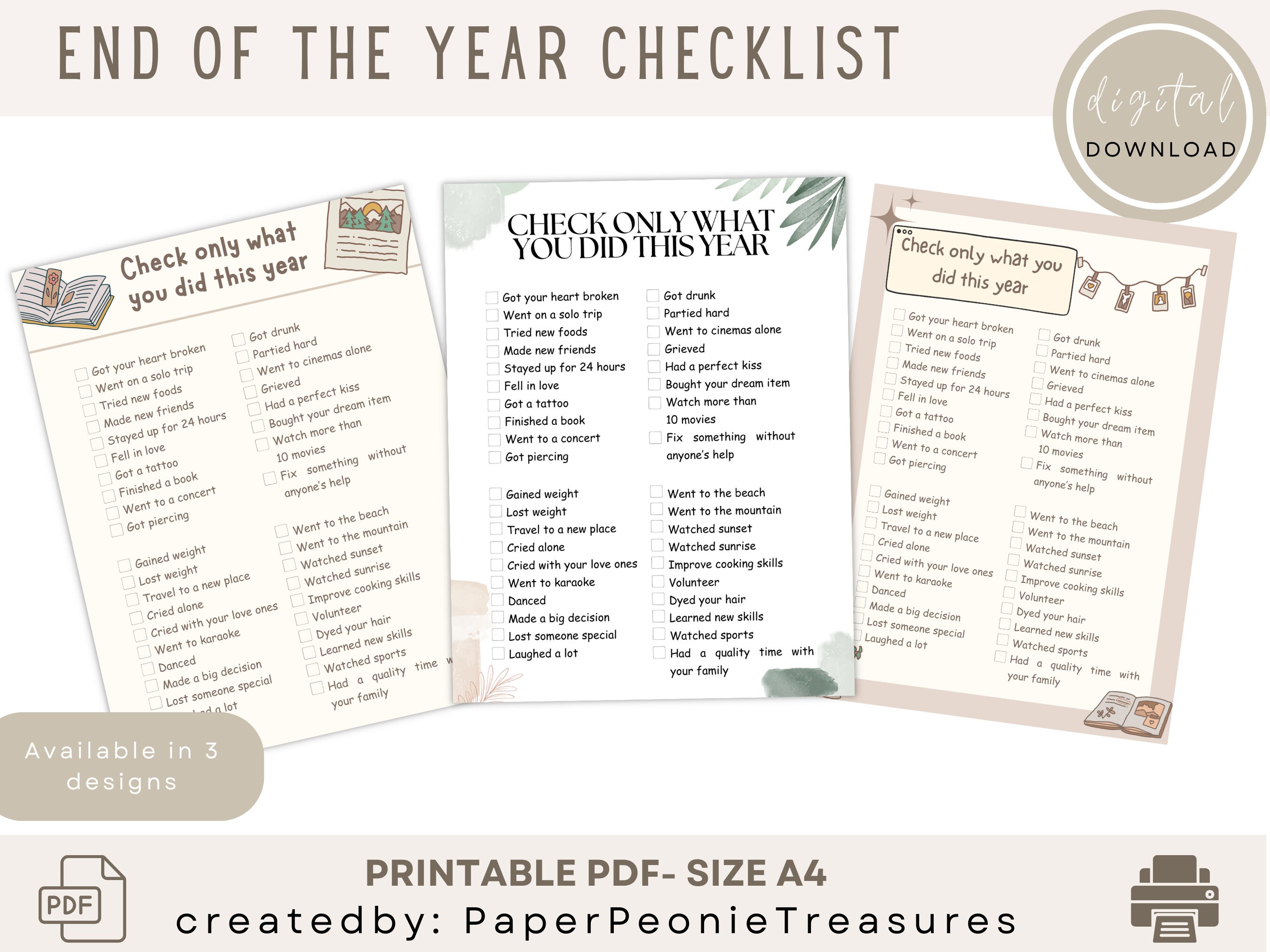 Year End Checklist Funny Checklist Printable Checklist for Young Adults ...