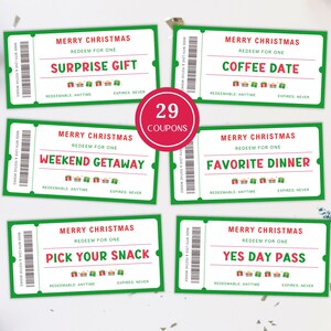 Printable Christmas Coupon Cards, Editable Christmas Coupons, Holiday ...