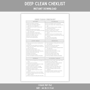 Deep Clean Checklist Printable | Minimalist Deep Clean Checklist ...