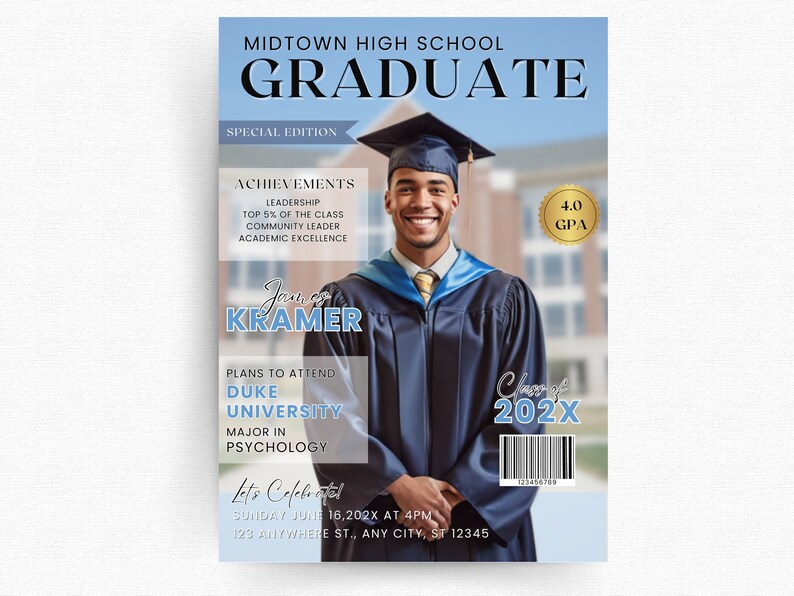 Graduation Magazine Cover Template Graduation Magazine Graduation ...