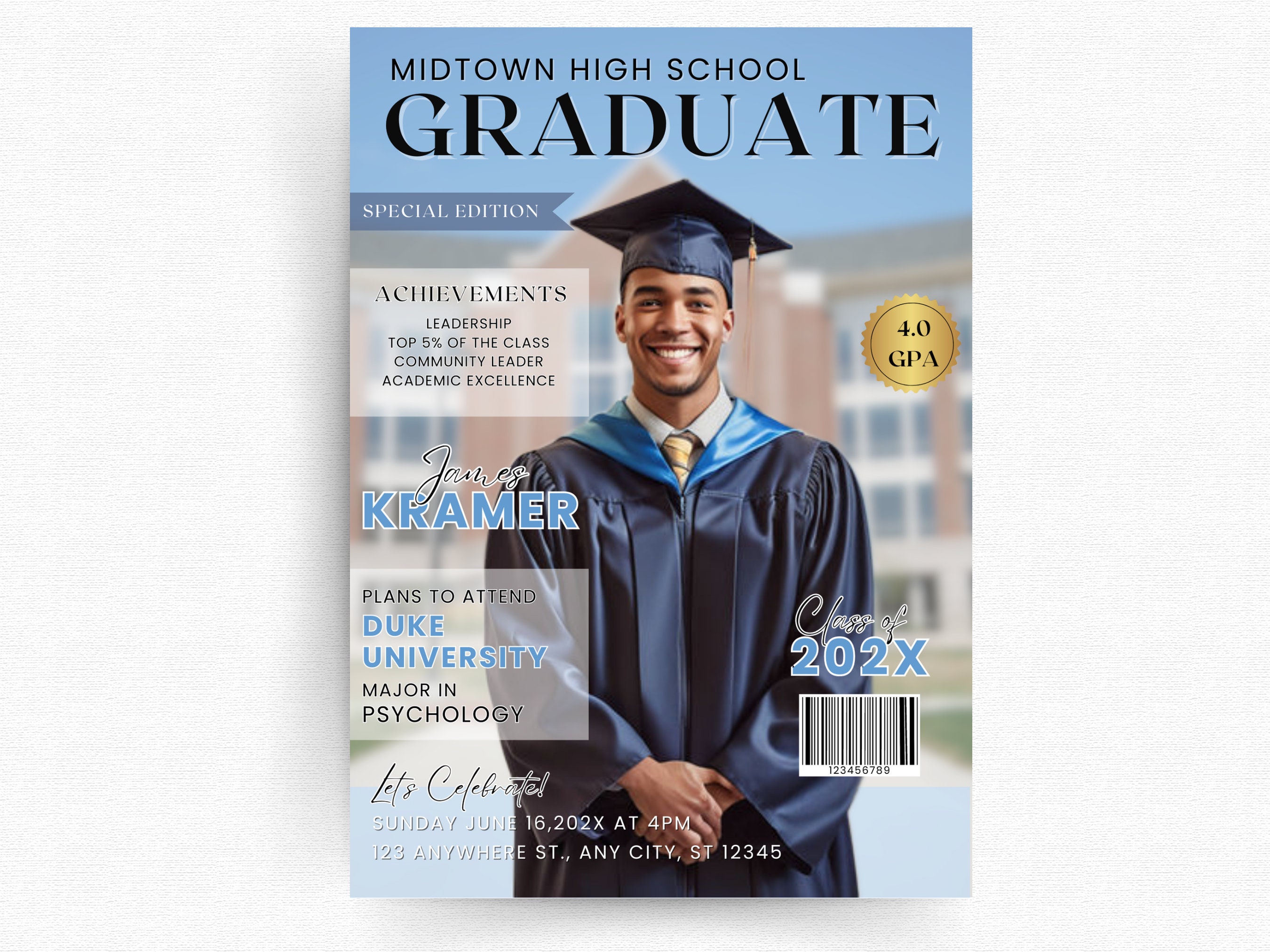 Graduation Magazine Cover Template Graduation Magazine Graduation ...