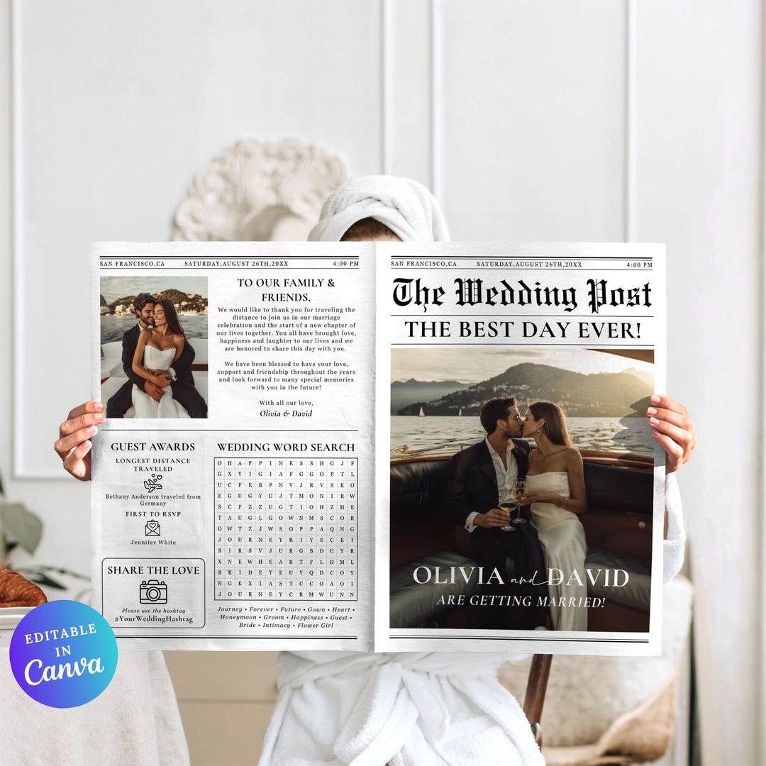 Newspaper Wedding Program Template, Wedding Program Template ...