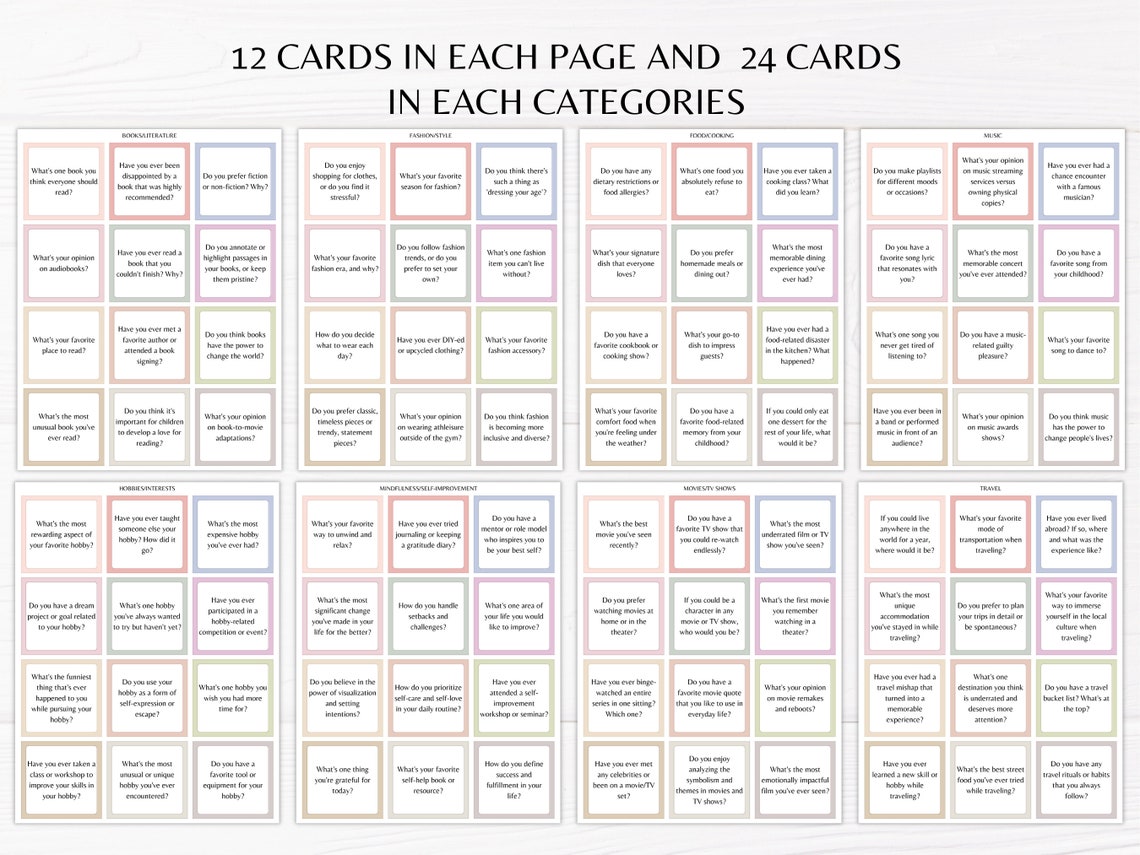 Conversation Starter Cards Perfect for Family Gatherings, Get-to-know ...