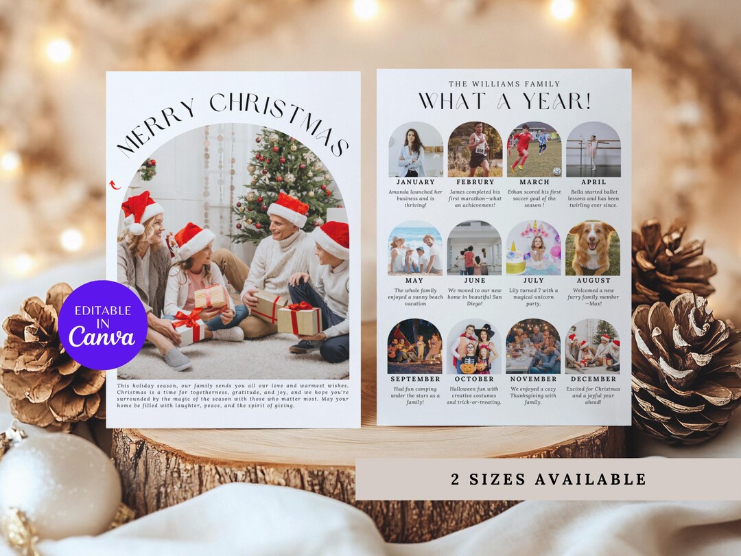 Year in Review Holiday Card, Christmas Newsletter Template, Holiday ...