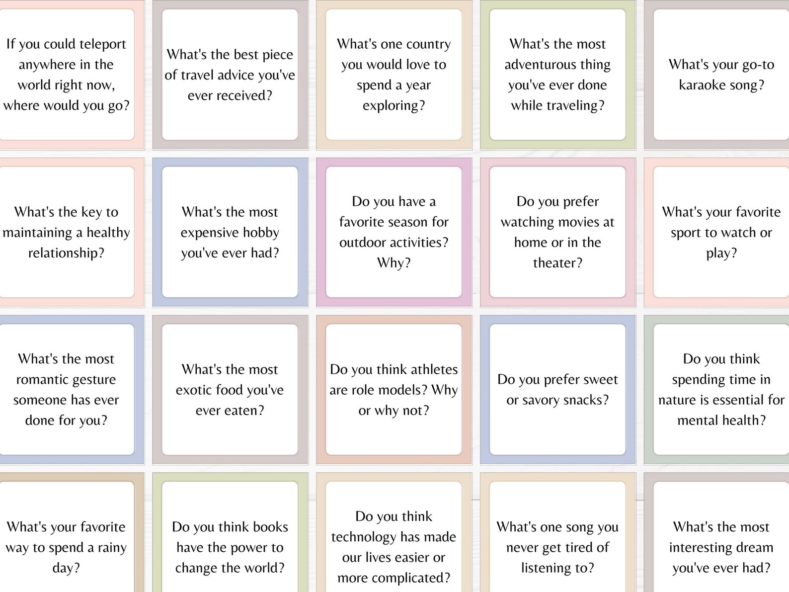 Conversation Starter Cards Perfect for Family Gatherings, Get-to-know ...