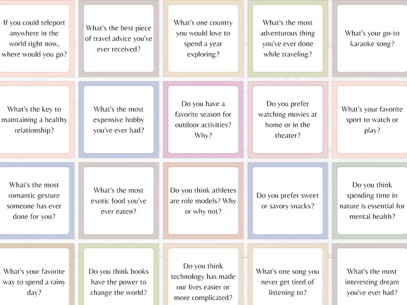 Conversation Starter Cards Perfect for Family Gatherings, Get-to-know ...