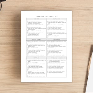 Deep Clean Checklist Printable | Minimalist Deep Clean Checklist | Instant Download | Cleaning ...