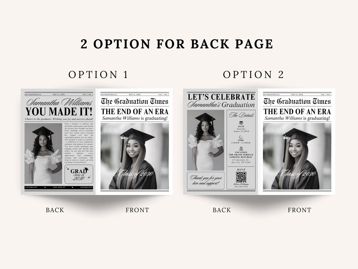 Graduation Newspaper Template, Editable Large Newspaper Graduation ...
