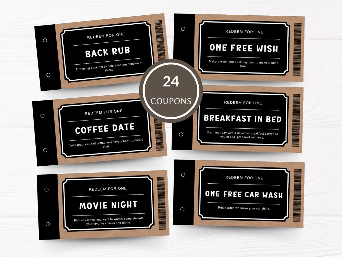 Printable Coupon Book Customizable Love Coupons Personalized Gift ...
