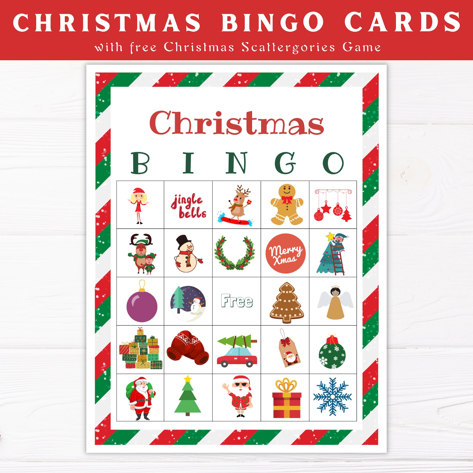 Christmas Bingo Game Christmas Bingo Cards Christmas Game - Etsy