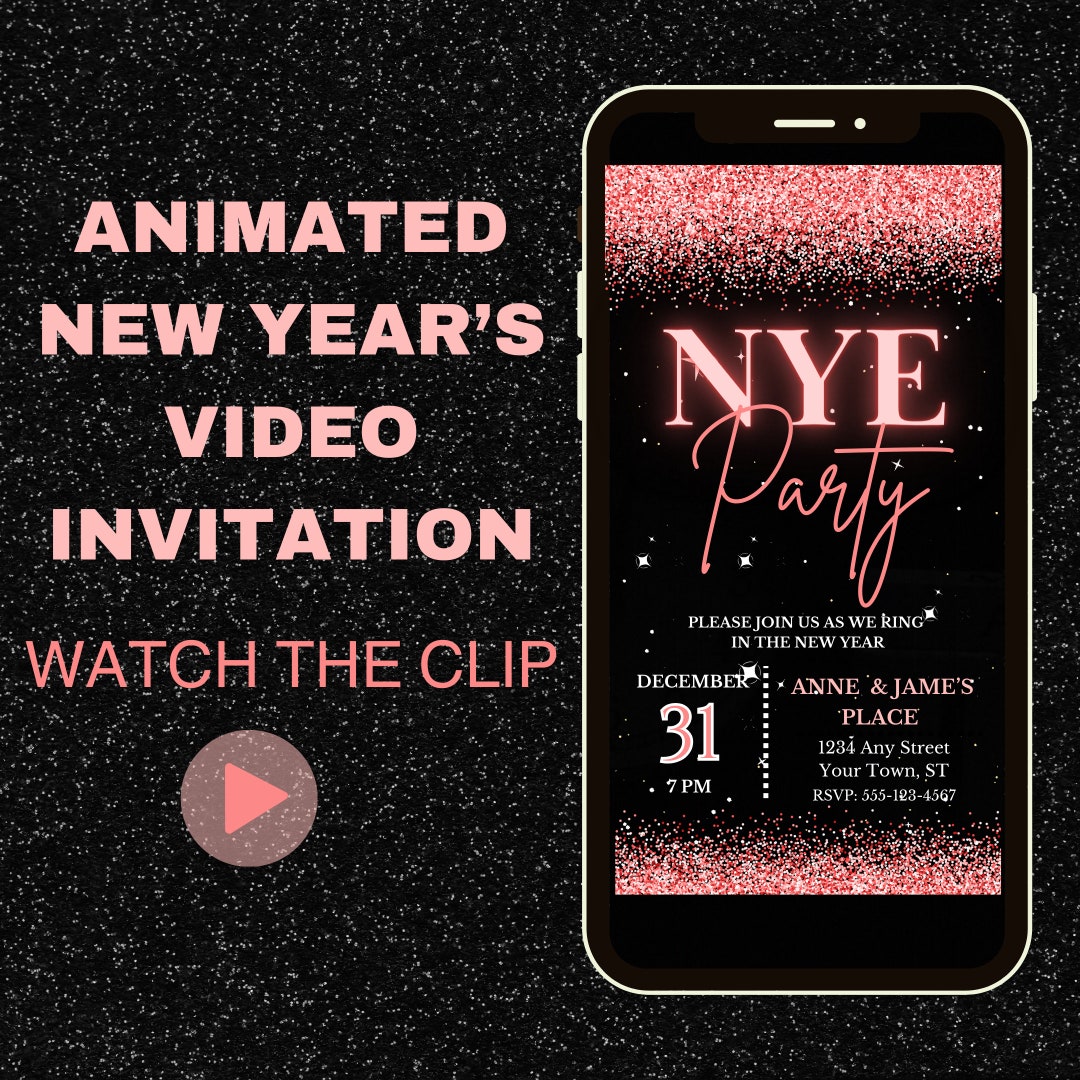 Animated New Years Eve Party Invitation Digital New Year Party ...