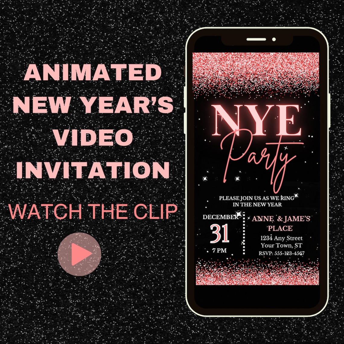 Animated New Years Eve Party Invitation Digital New Year Party ...
