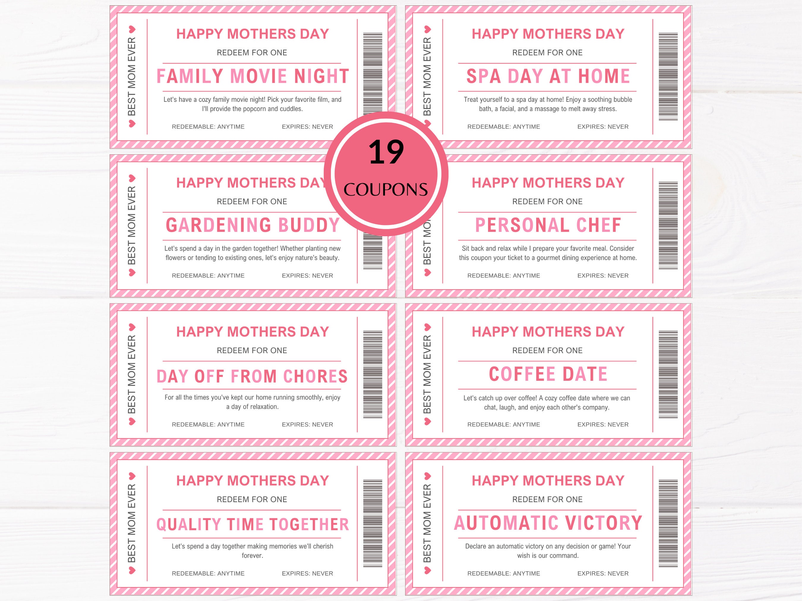 Mothers Day Gift Coupon Template Printable Mothers Day Gift Coupon Card ...