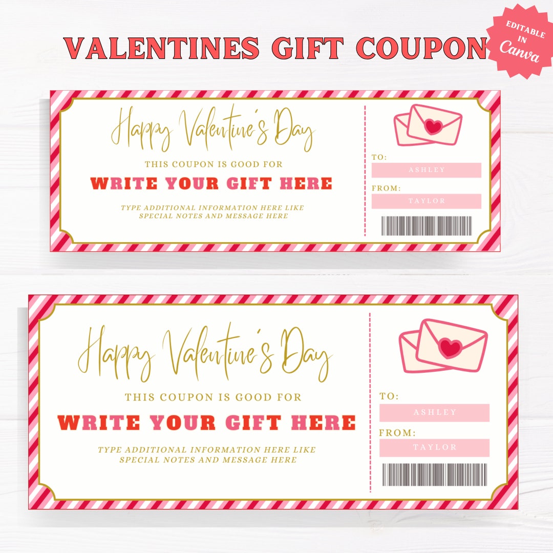 Valentines Gift Coupon Template | Printable Valentines Gift Coupon Card ...