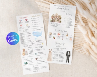 Infographic Wedding Program Template | Printable Wedding Day Program | Church Wedding Ceremony ...