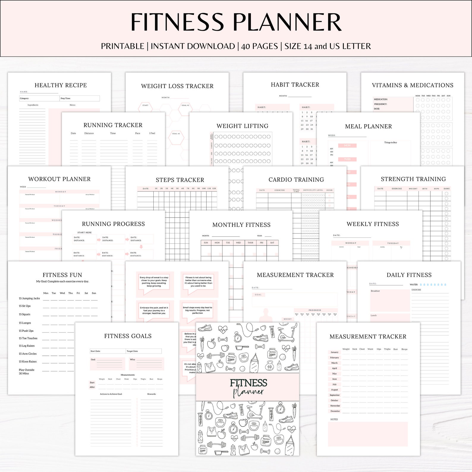 Fitness Planner Weight Lost Tracker Fitness Journal Workout Planner ...
